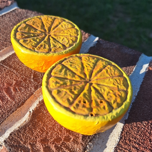 Vintage | Dining | Rare Holt Howard Orange Half Salt And Pepper Shakers ...